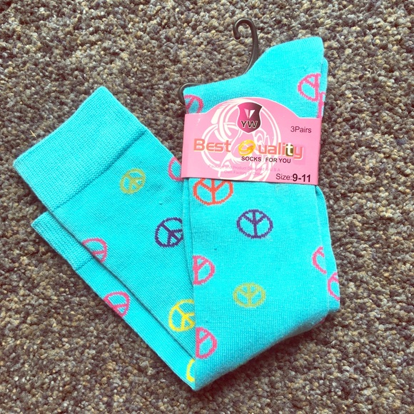Accessories | Nwt Blue Peace Sign Socks | Poshmark